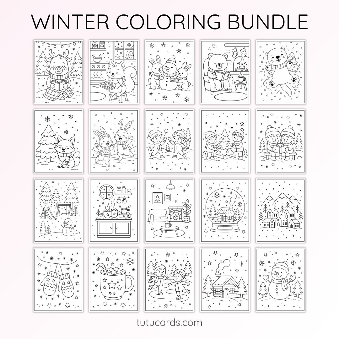20 Winter Coloring Pages for Kids | Cute People, Animals & Cozy Winter ...