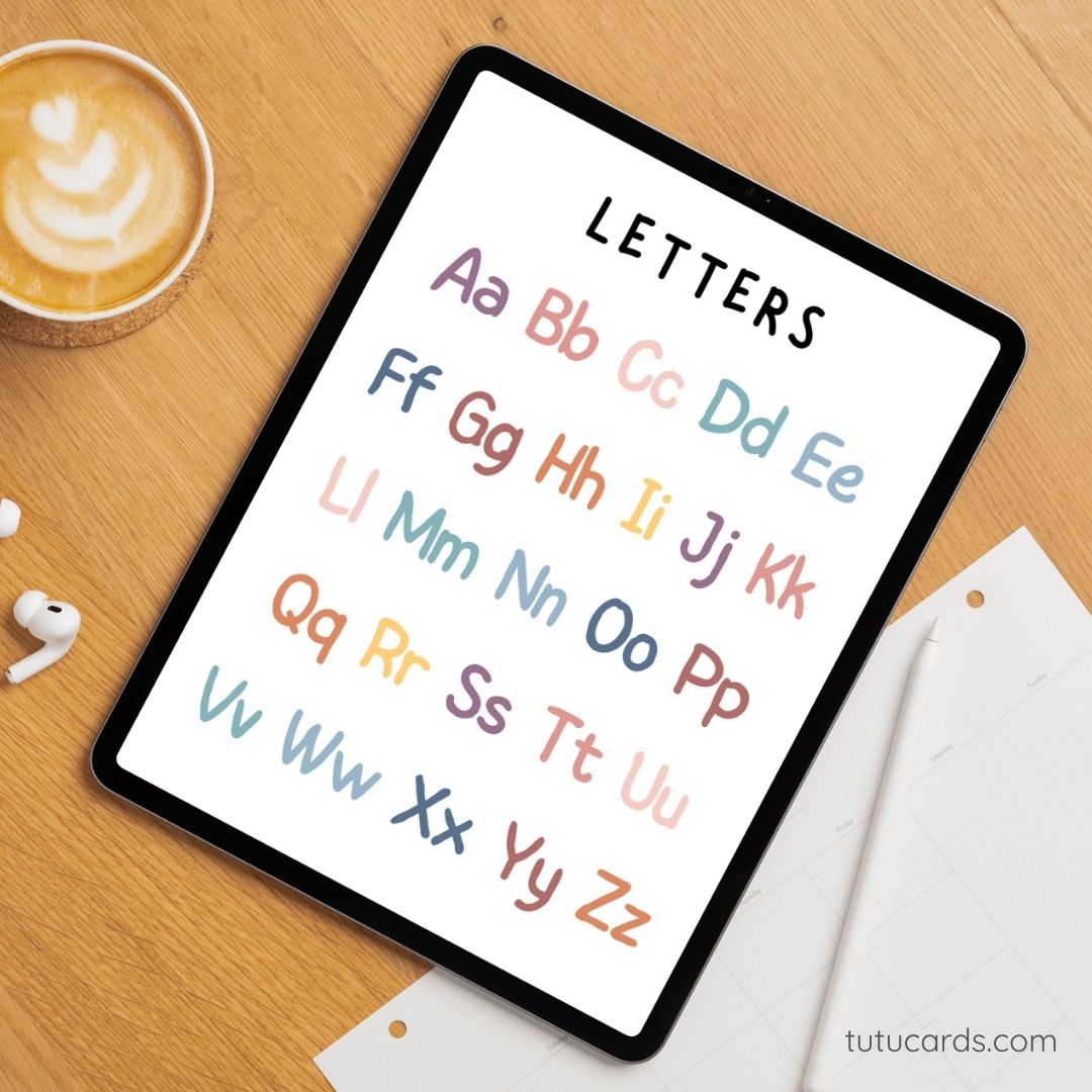 Alphabet A–Z Poster — Colorful Minimalist Wall Art for Kids, Gentle ...