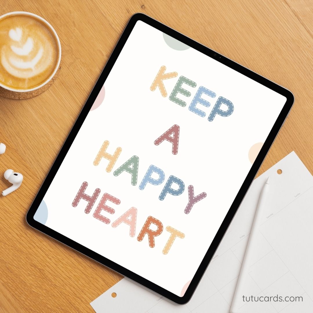 Keep a Happy Heart — Pastel Affirmation Poster for Kids, Gentle ...
