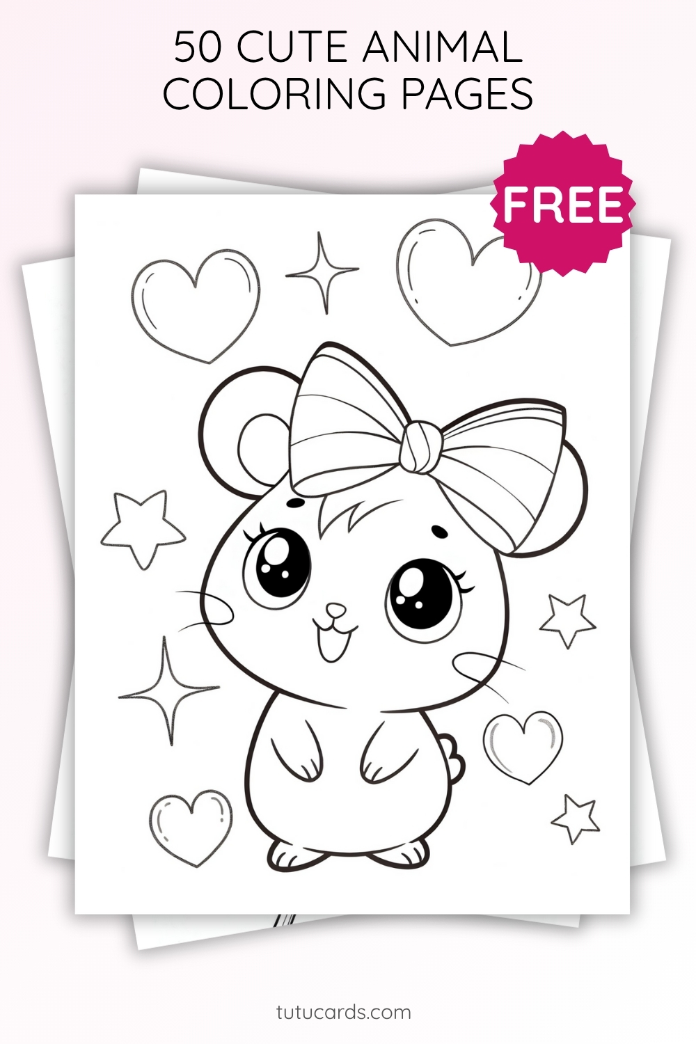 Cute Mouse with Bow Coloring Page for Kids | Printable Animal Art PDF ...