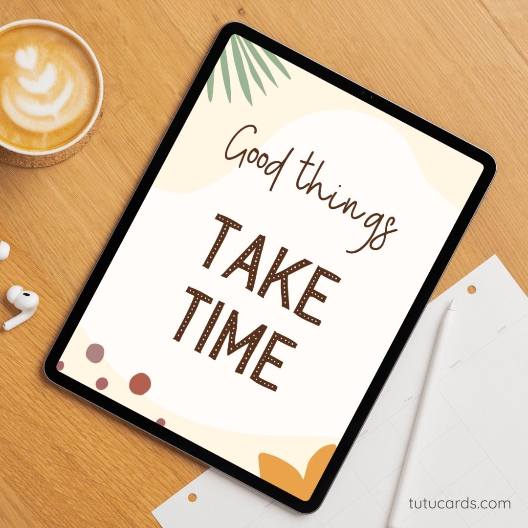 Good Things Take Time — Boho Minimalist Growth Mindset Poster, Neutral ...