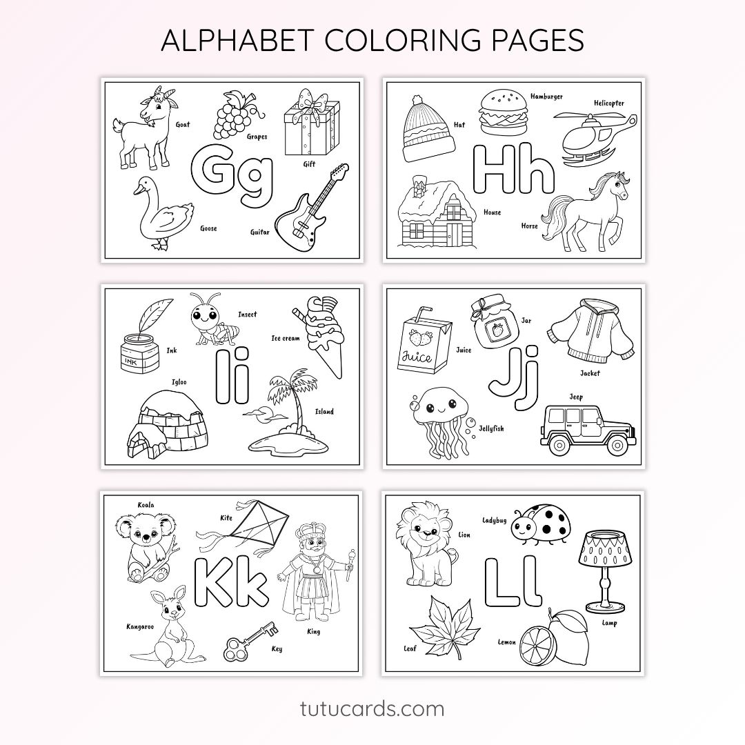 Alphabet Coloring Pages – Uppercase & Lowercase Letters A–Z with 5 ...