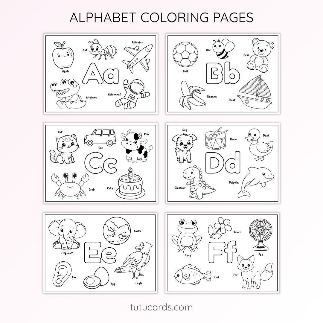 Alphabet Coloring Pages – Uppercase & Lowercase Letters A–Z with 5 ...