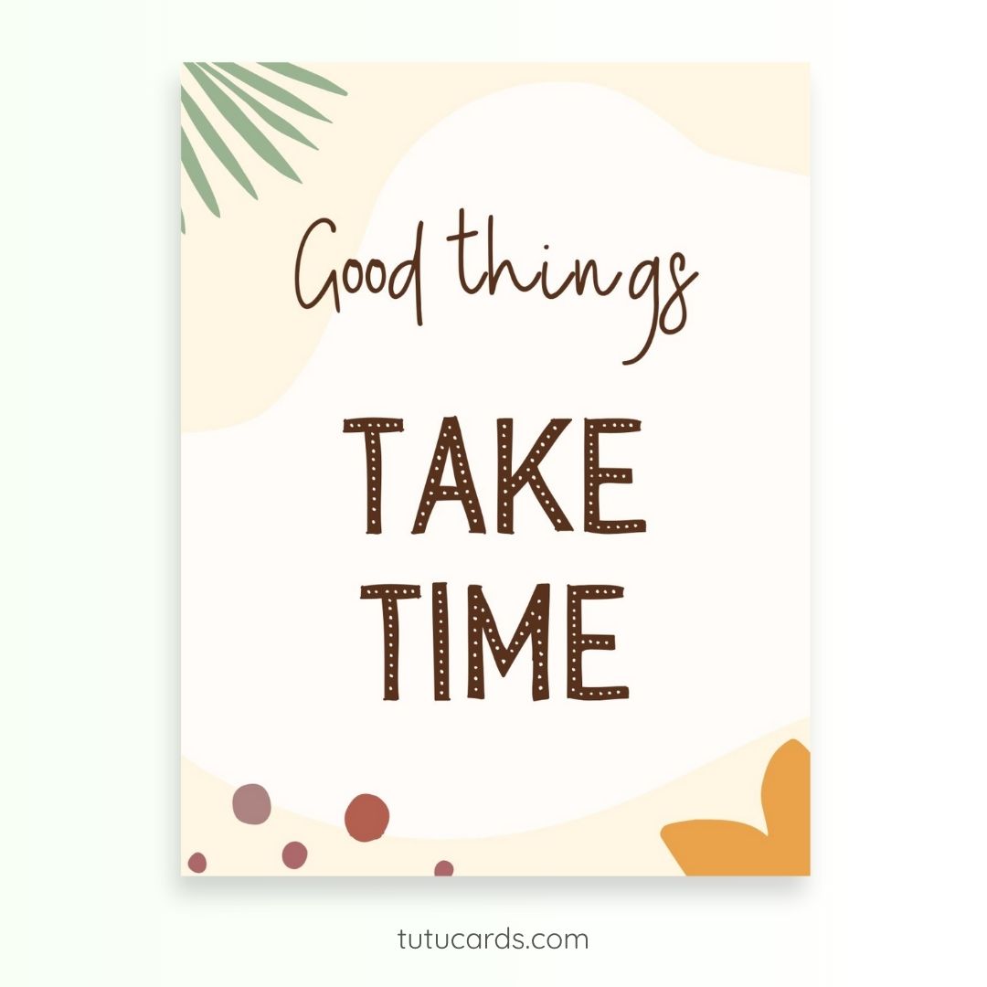 Good Things Take Time — Boho Minimalist Growth Mindset Poster, Neutral ...