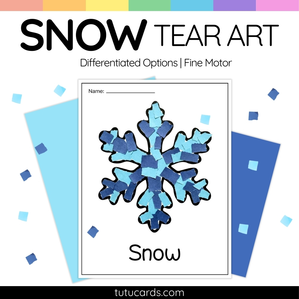 Snow Tear Art Activity | Winter Craft | Fine Motor – Printables | Tutucards