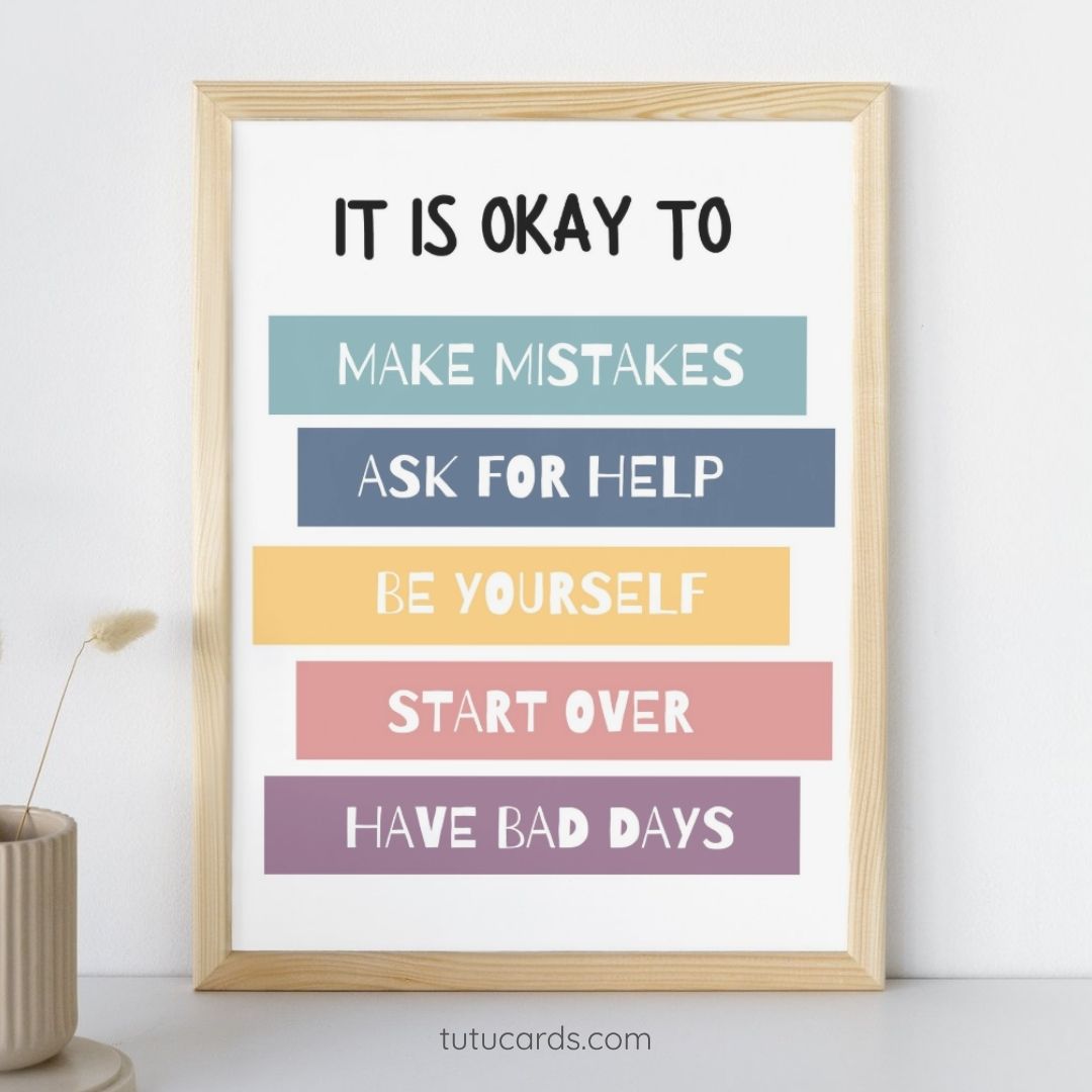 It’s Okay Posters — Colorful Minimalist Affirmations for Kids, Calm ...