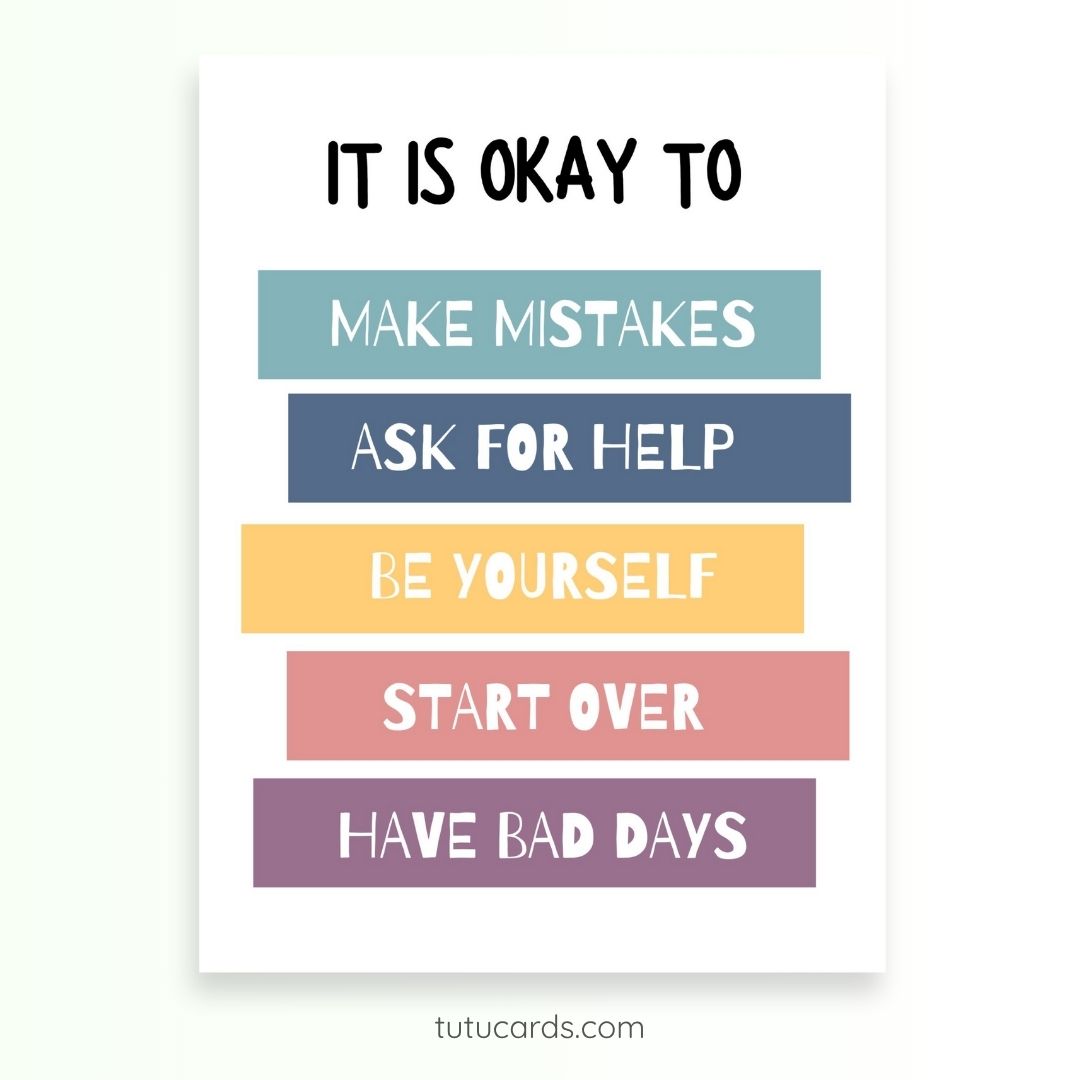 It’s Okay Posters — Colorful Minimalist Affirmations for Kids, Calm ...