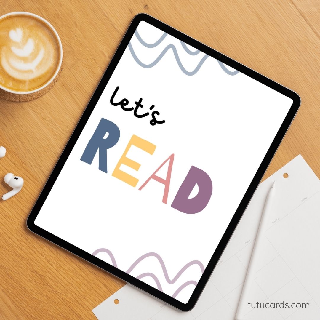 Let’s Read — Colorful Minimalist Reading Poster, Gentle Modern Wall Art ...