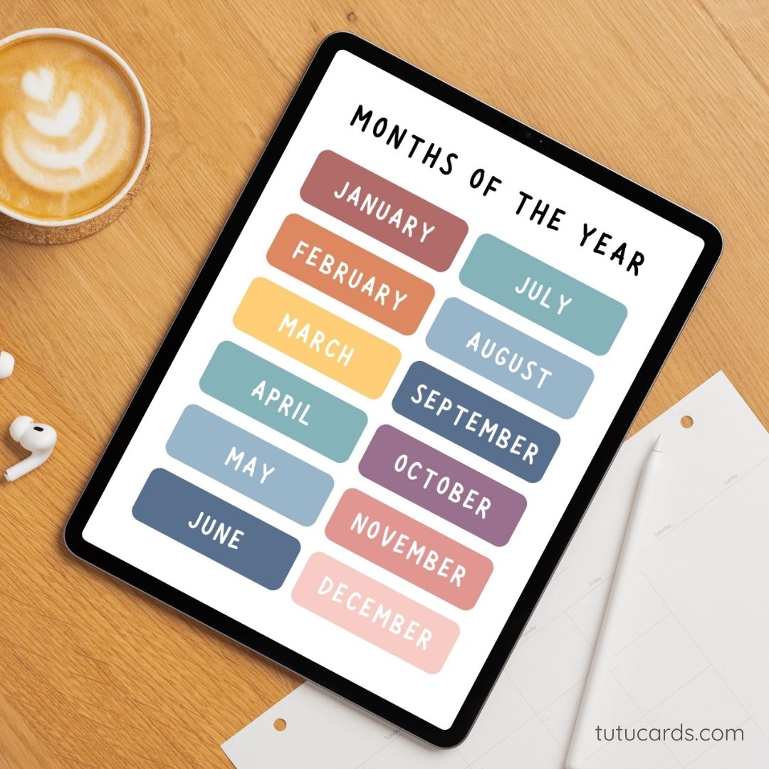 Months of the Year Poster — Colorful Minimalist Wall Art for Kids ...