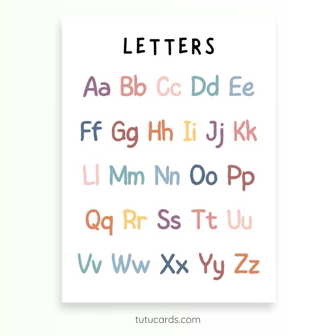 Alphabet A–Z Poster — Colorful Minimalist Wall Art for Kids, Gentle ...
