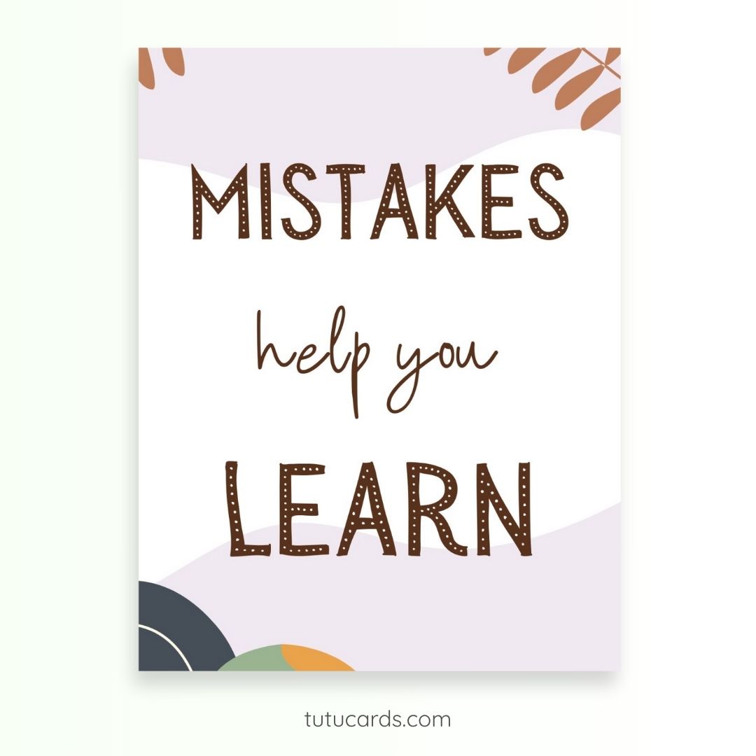 Mistakes Help You Learn — Boho Minimalist Growth Mindset Poster ...