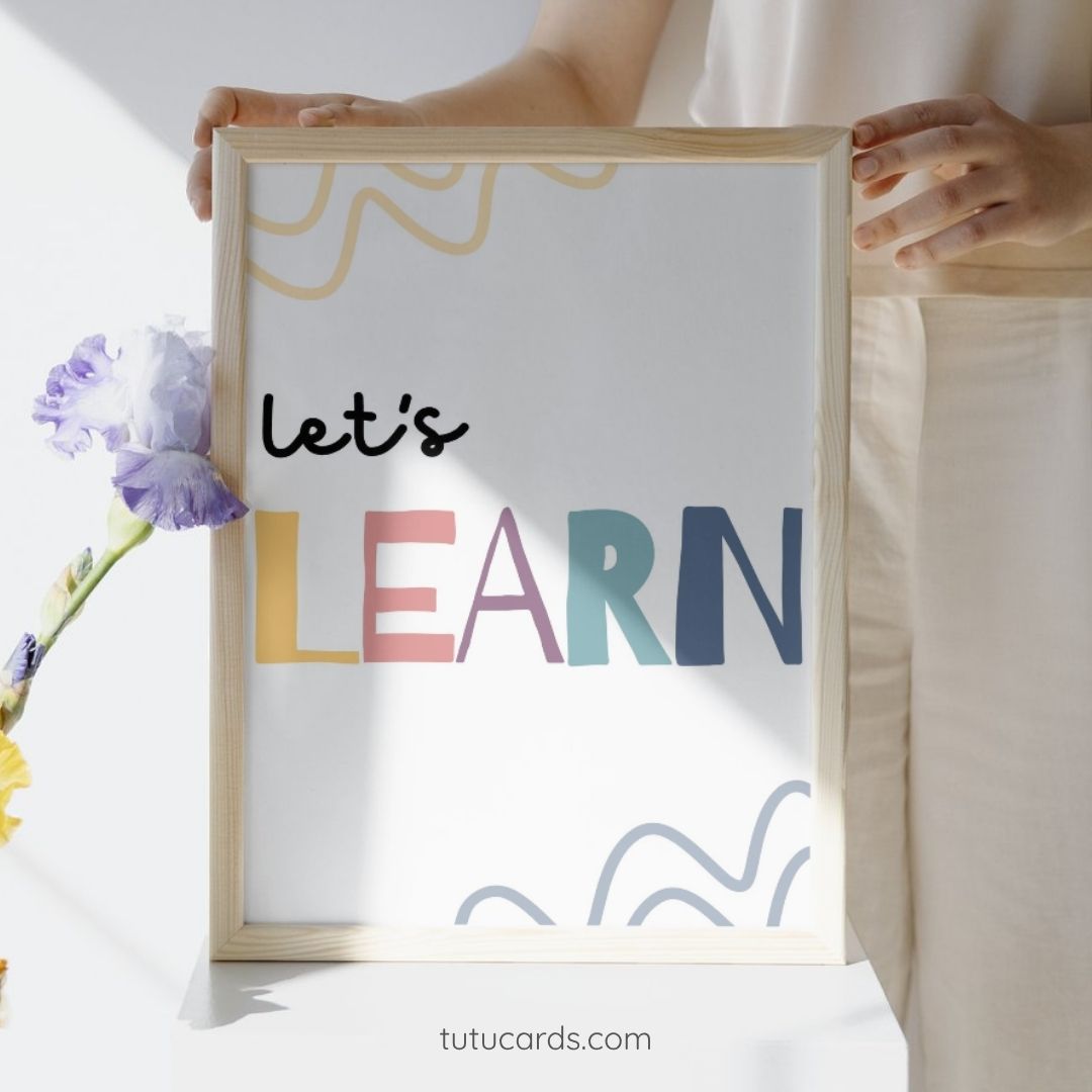 Let’s Learn — Colorful Minimalist Classroom Poster, Gentle Modern Wall ...