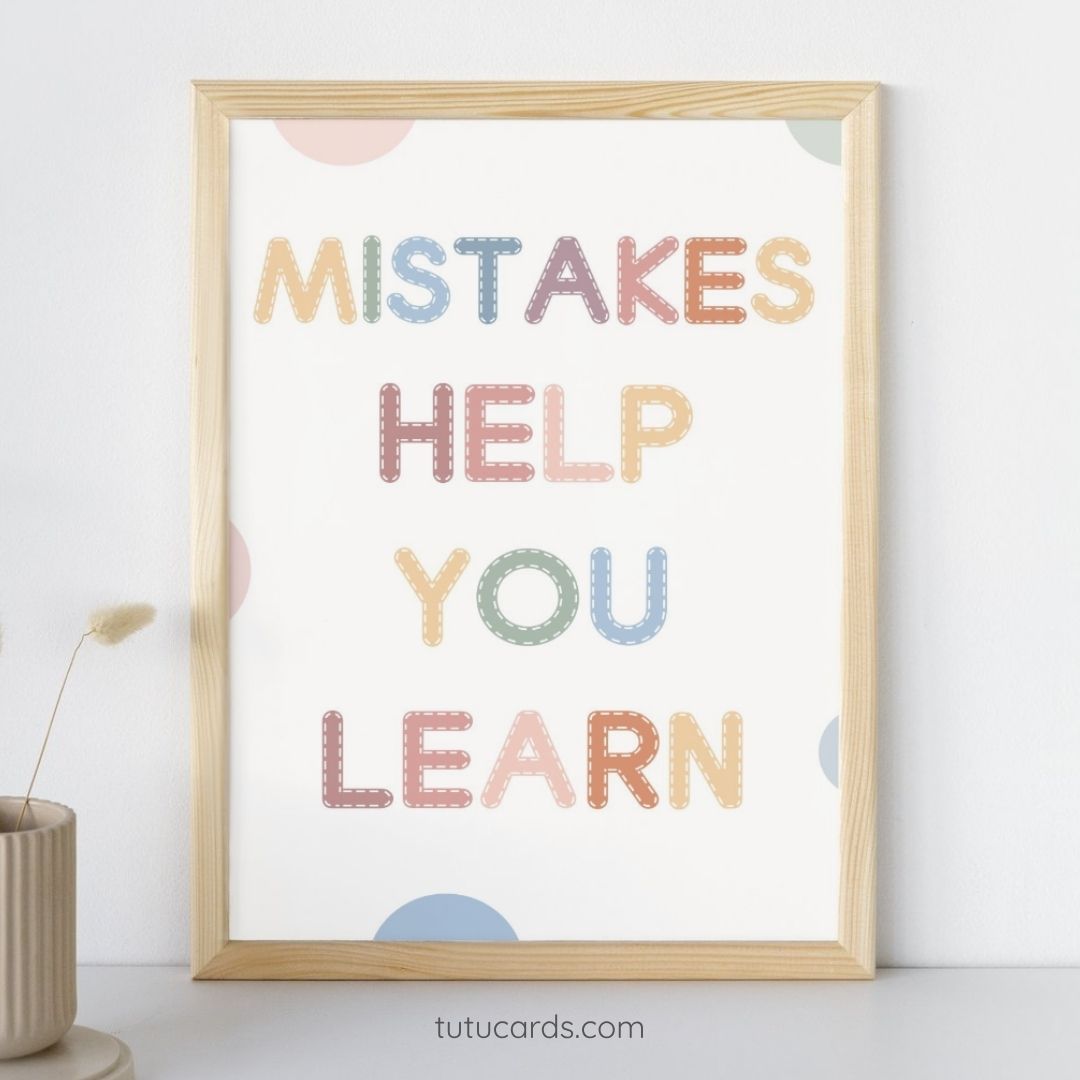 Mistakes Help You Learn — Pastel Growth Mindset Poster for Kids, Gentle ...