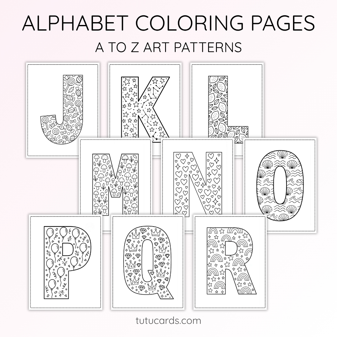 Alphabet Coloring Pages A–Z | Printable Letters Art Patterns | Kids ...