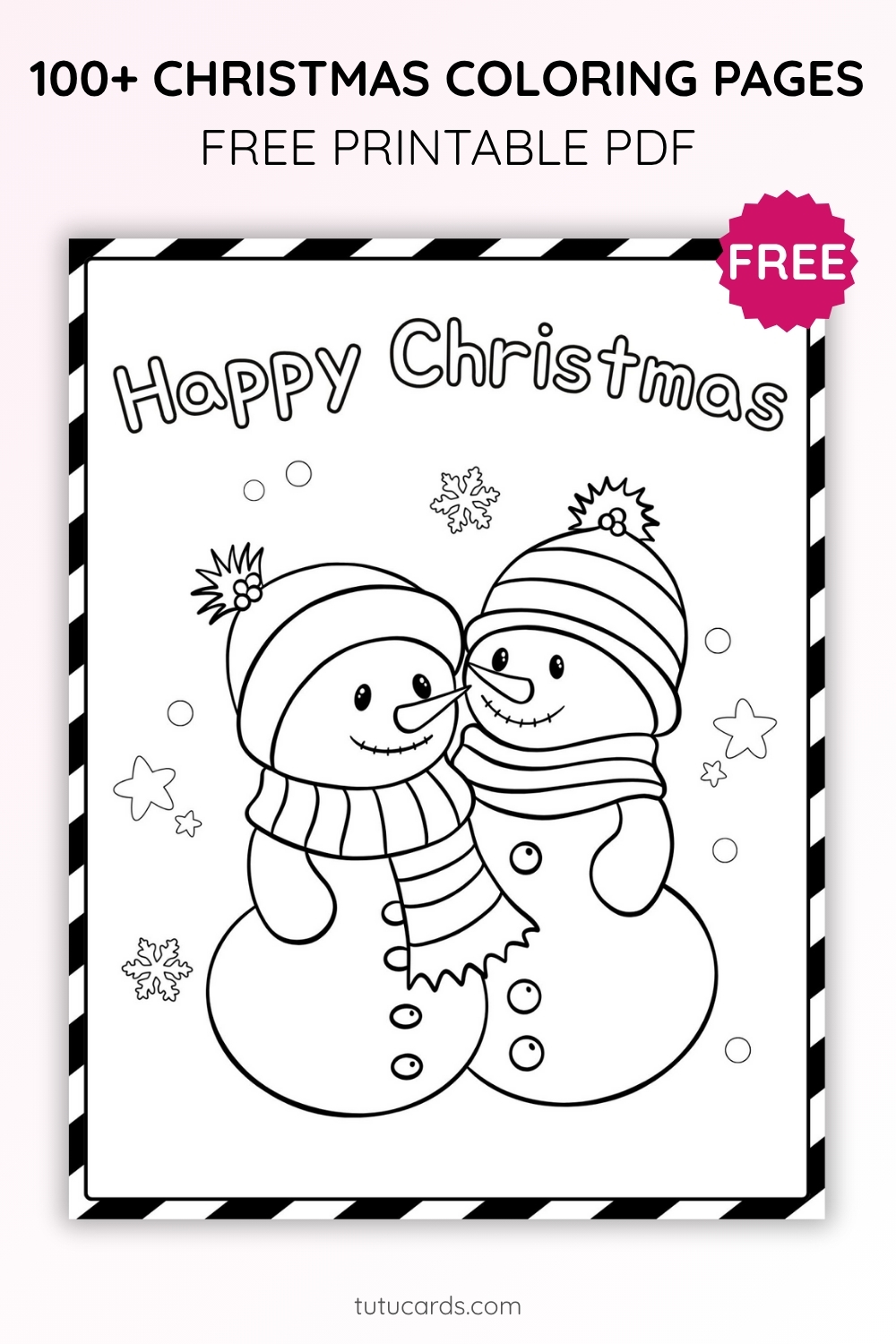 Christmas Coloring Pages for Kids – Two Snowmen Hugging Each Other ...