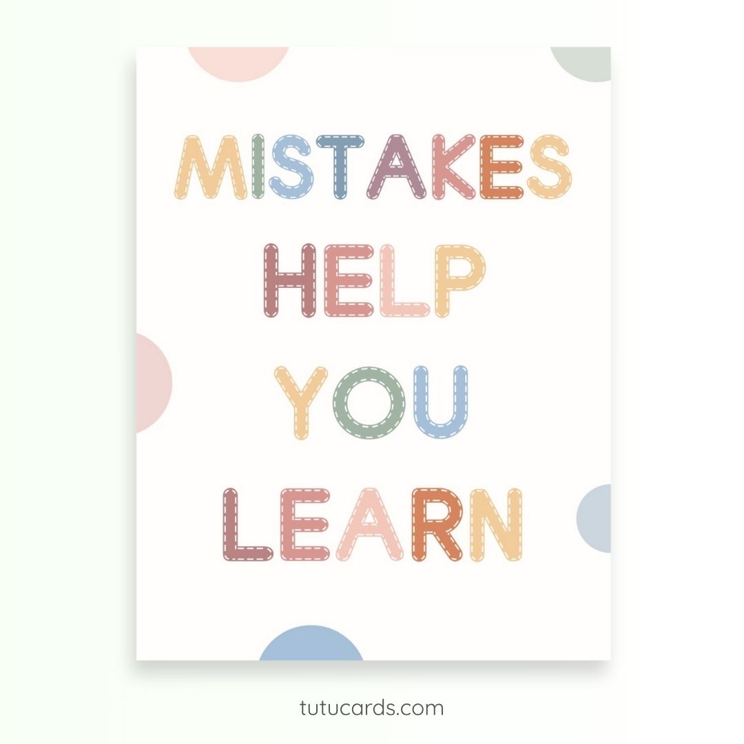 Mistakes Help You Learn — Pastel Growth Mindset Poster for Kids, Gentle ...