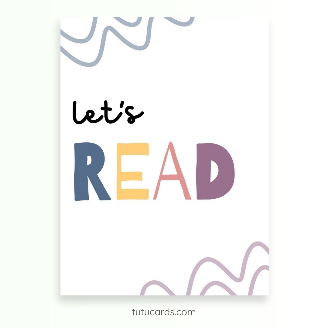 Let’s Read — Colorful Minimalist Reading Poster, Gentle Modern Wall Art ...