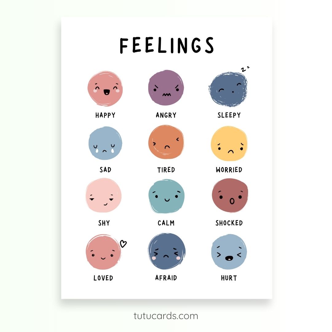 Feelings Poster — Colorful Minimalist Wall Art for Kids, Gentle Modern ...
