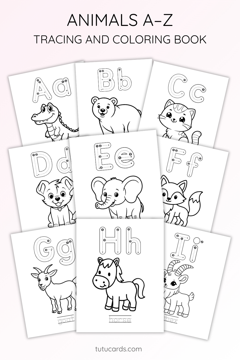Animals Alphabet Tracing & Coloring Pages | A–Z Printable Worksheets ...