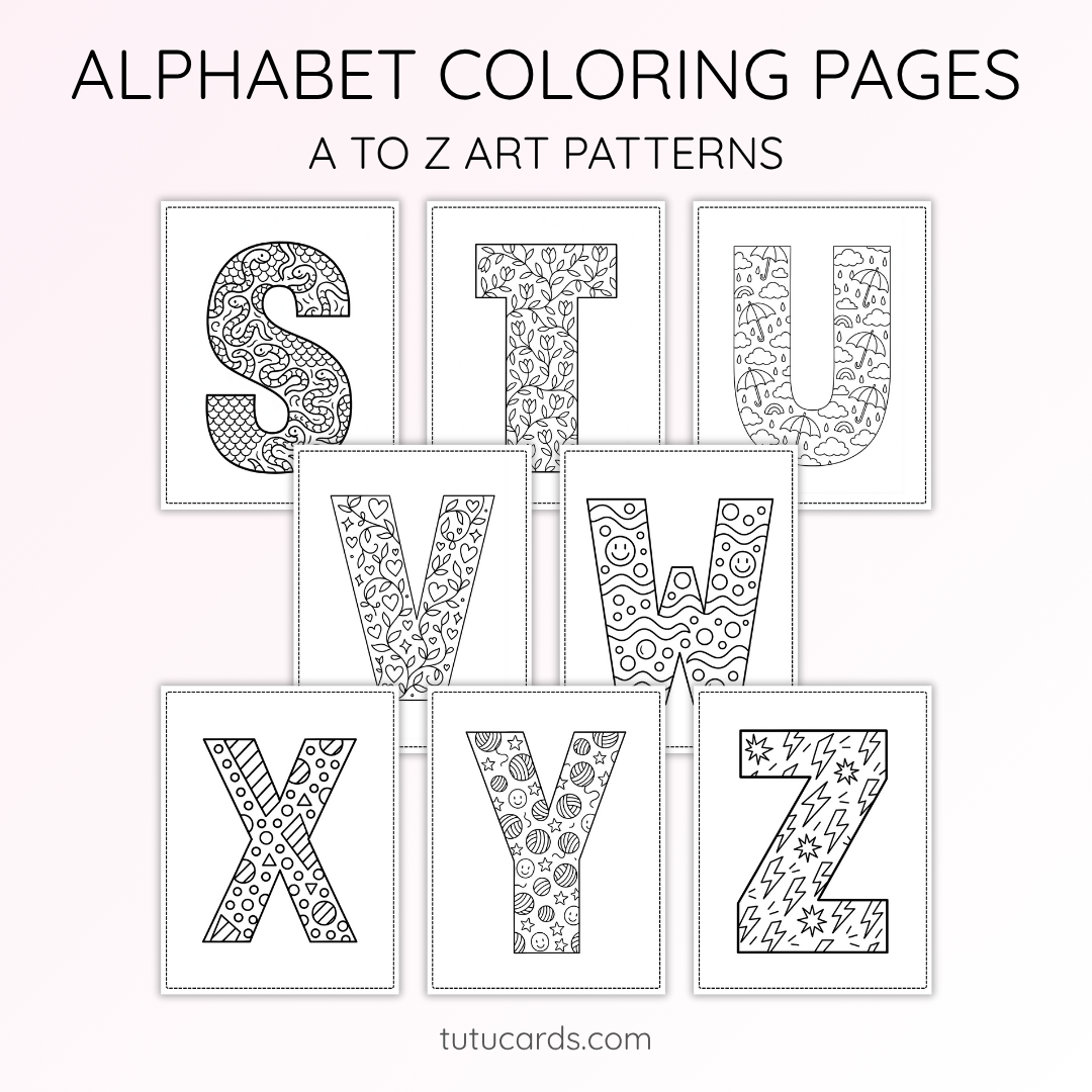 Alphabet Coloring Pages A–Z | Printable Letters Art Patterns | Kids ...