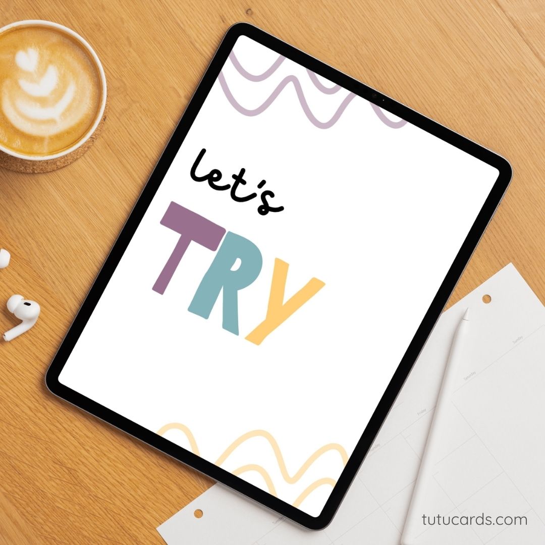 Let’s Try — Colorful Minimalist Growth Mindset Poster, Gentle Modern ...