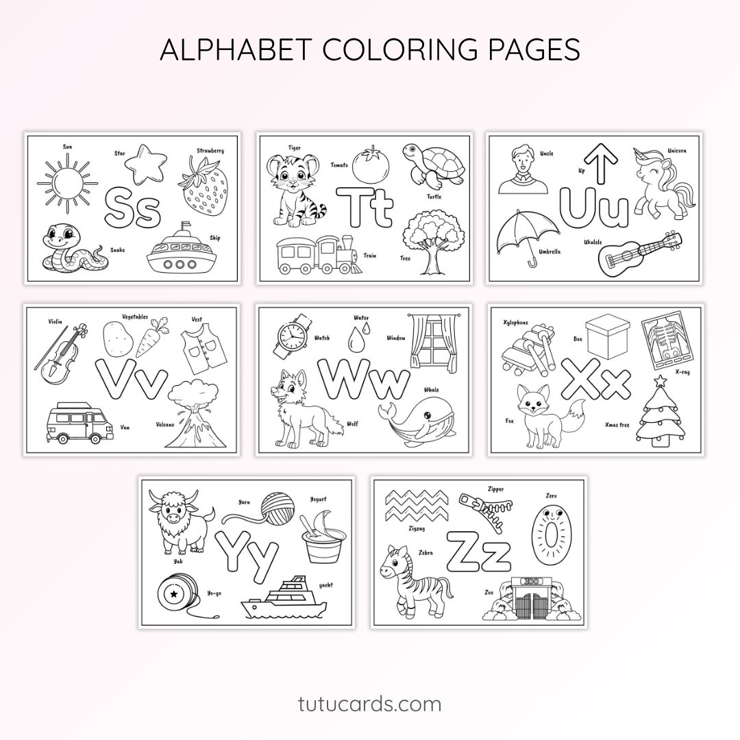 Alphabet Coloring Pages – Uppercase & Lowercase Letters A–Z with 5 ...