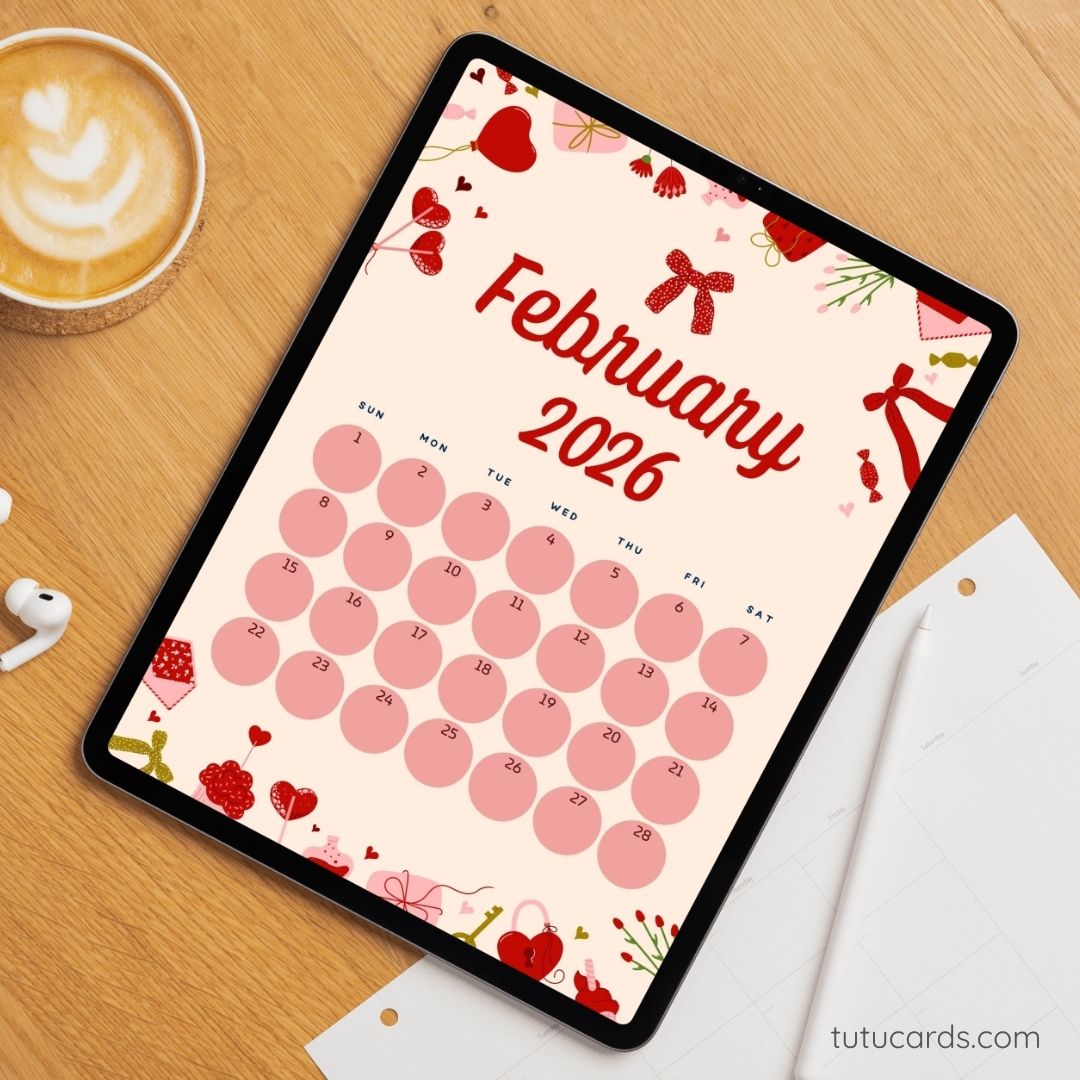 Orange Valentine Celebration – February 2026 Calendar | Hearts & Bows ...