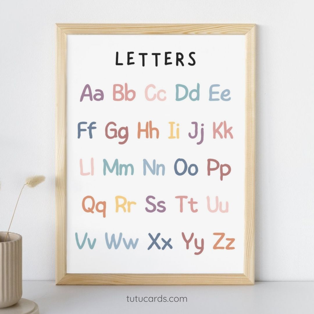 Alphabet A–Z Poster — Colorful Minimalist Wall Art for Kids, Gentle ...