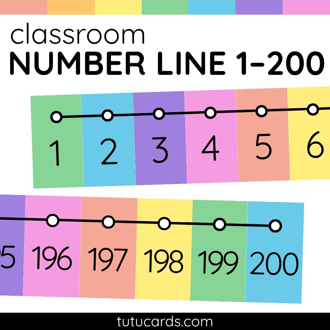 Colorful Number Line 1–200 – Rectangular Numbers with Bright ...