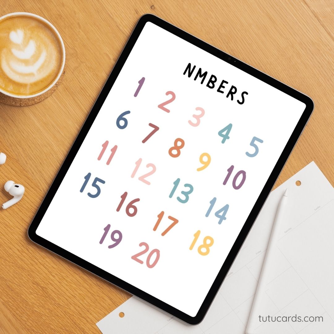 Numbers 1–20 Poster — Colorful Minimalist Wall Art for Kids, Gentle ...