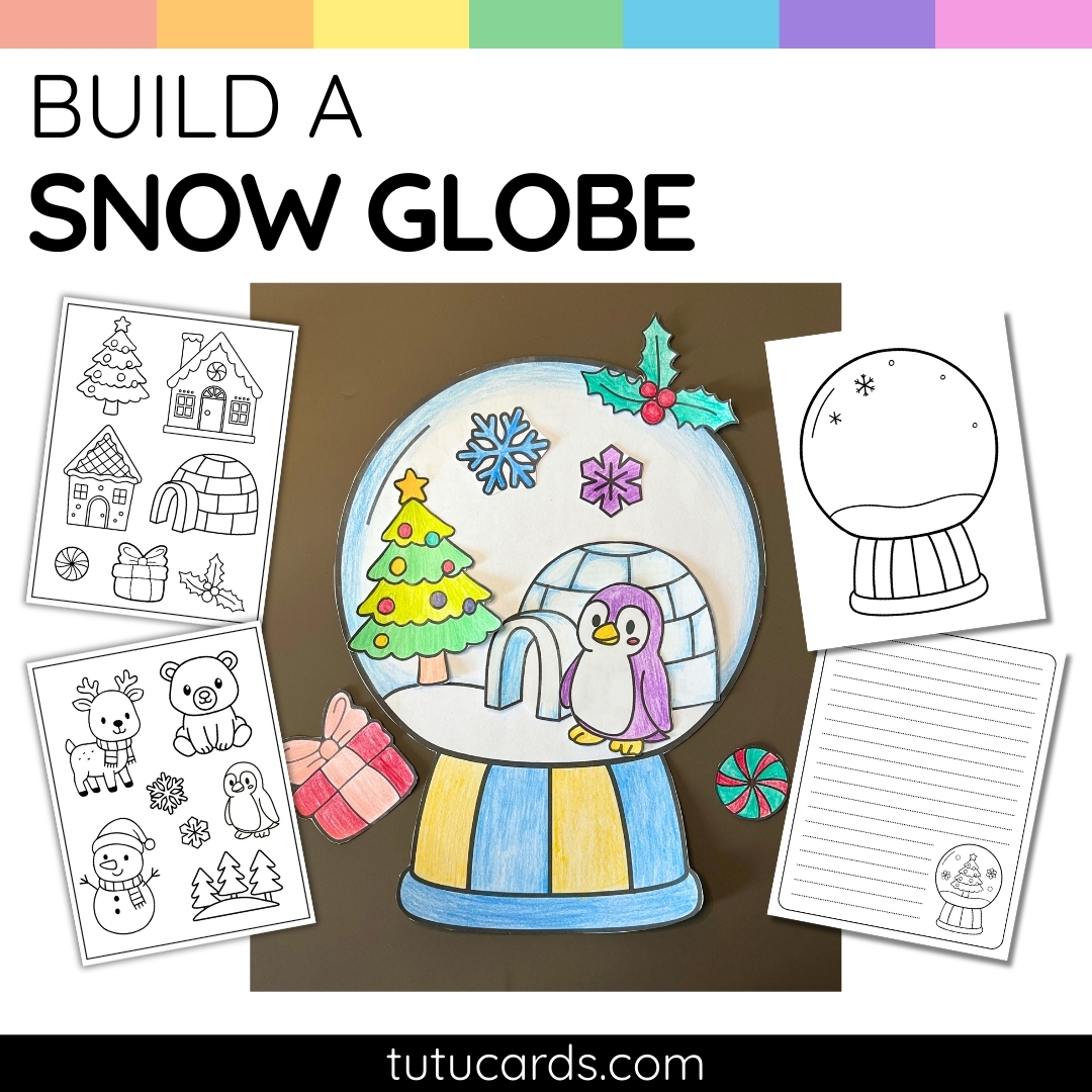 Snow Globe Craft Book | Winter Coloring & Writing Activity Printables ...