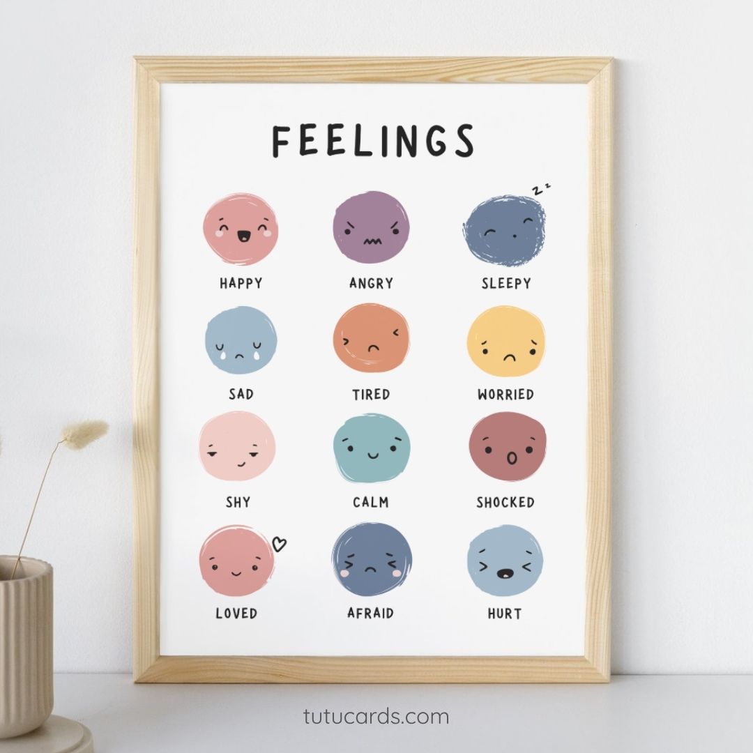 Feelings Poster — Colorful Minimalist Wall Art for Kids, Gentle Modern ...