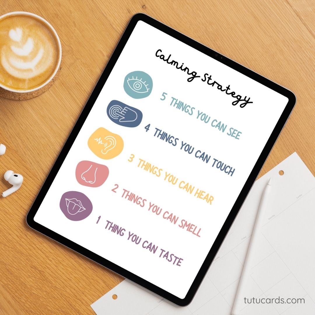 5 Senses Calming Poster Set — Things You Can See, Touch, Hear, Smell ...