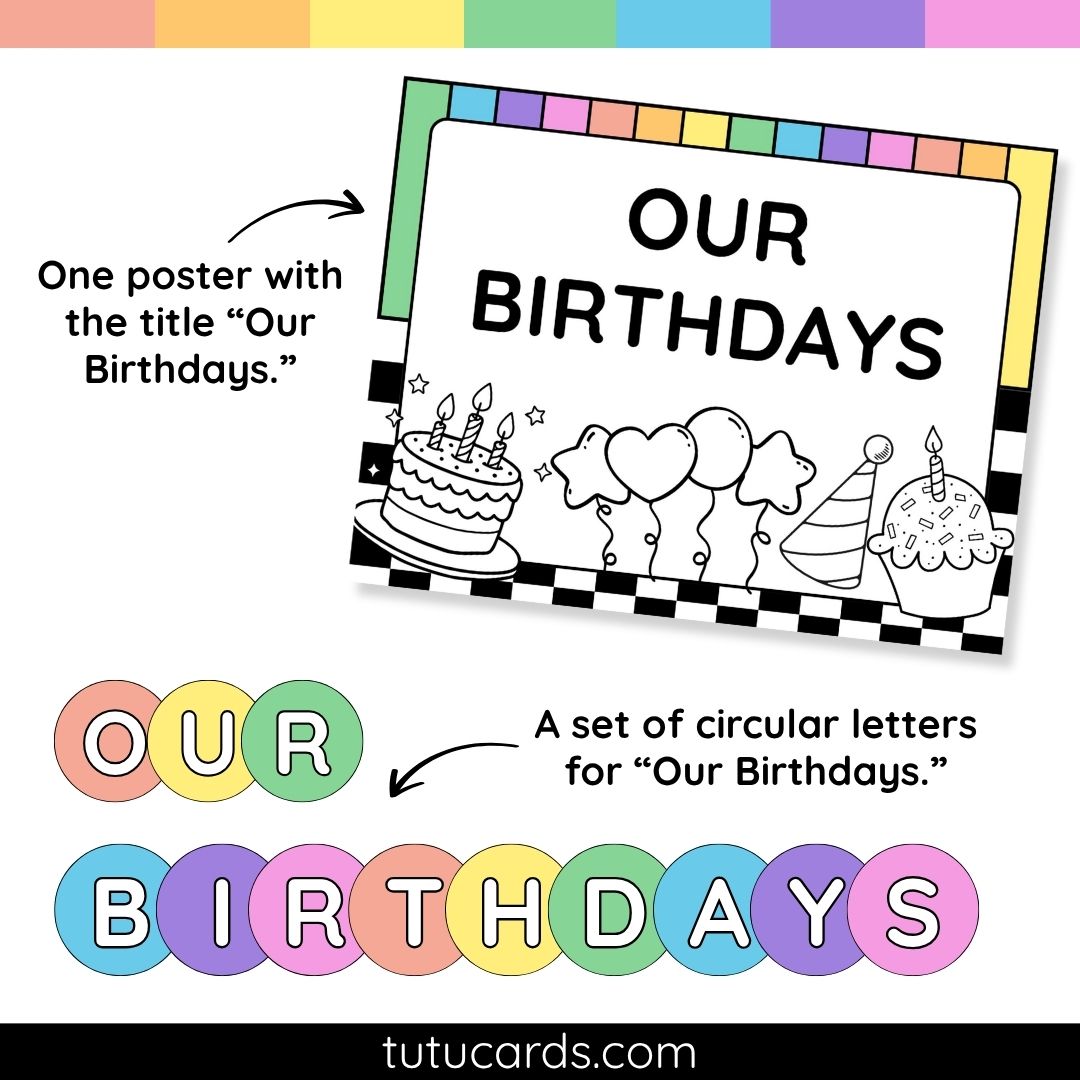 Colorful Birthday Classroom Display with Balloon & Circle Letter Cards ...