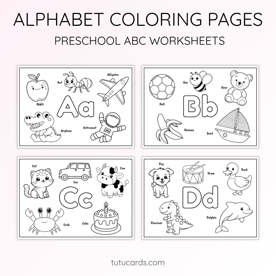 Alphabet Coloring Pages – Uppercase & Lowercase Letters A–Z with 5 ...
