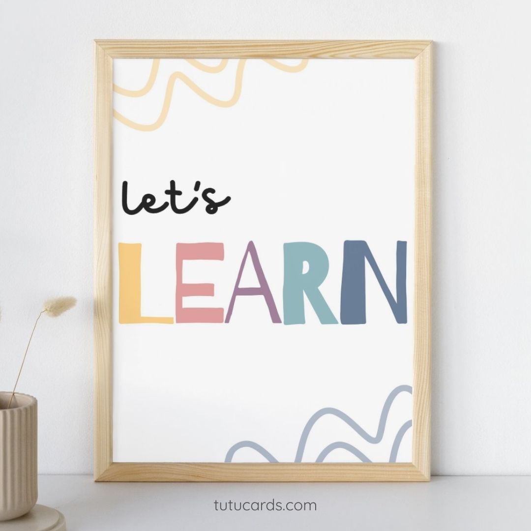 Let’s Learn — Colorful Minimalist Classroom Poster, Gentle Modern Wall ...